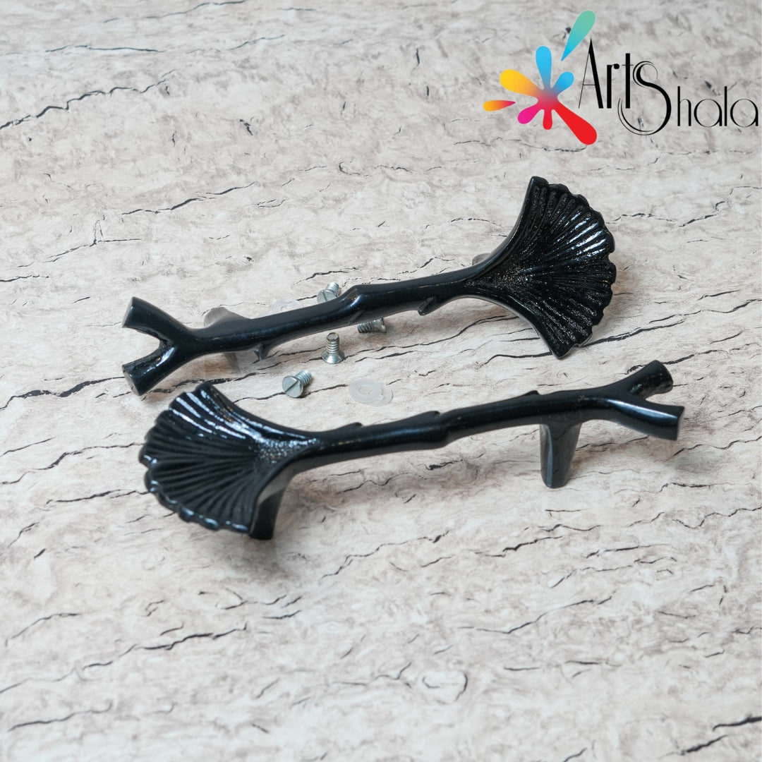 Vintage Black Sea Shell Metal Tray Handle – Art's Shala